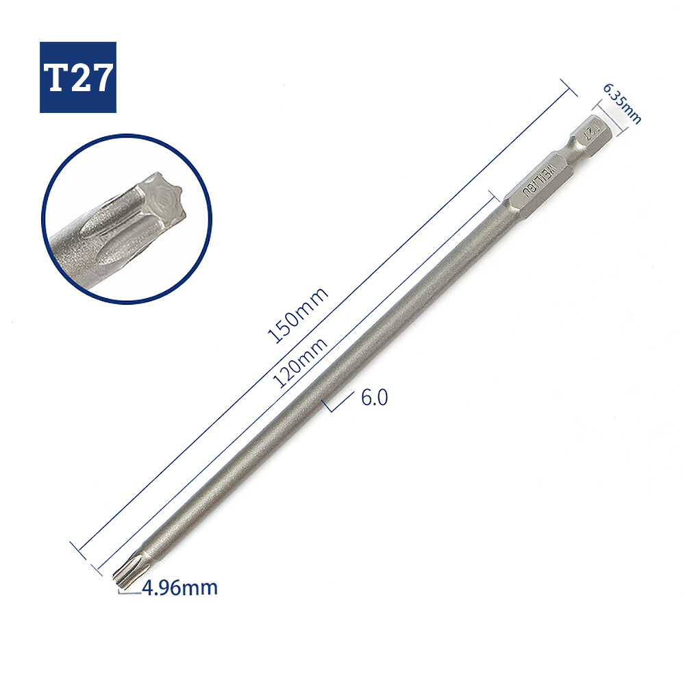 Extra Long Torx Security Bit Set Tamper Proof Screwdriver Bits T8 - T50 ...