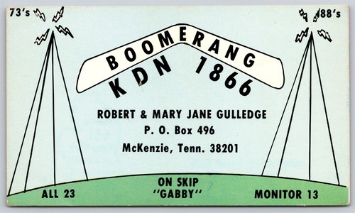 QSL CB Ham Radio Card KDN 1866 McKenzie TN Robert & Mary Jane Gulledge ...
