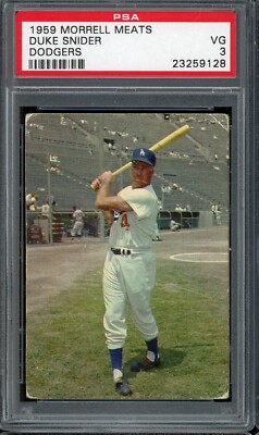 1959 Morrell Meats Dodgers Baseball Duke Snider PSA 3 | eBay