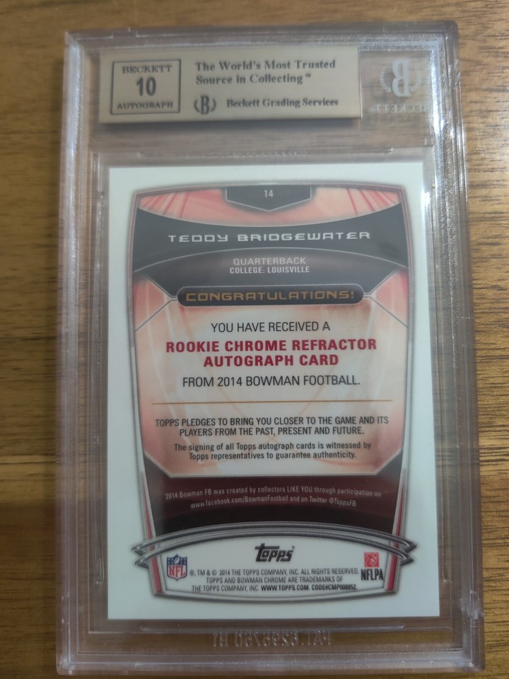 2014 Teddy Bridgewater Bowman Chrome rookie autographs Orange bgs 10 / ...
