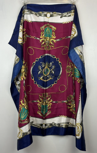 Vtg Scarf Equestrian Horse Old Money Satin Shawl Art To Wear Colorful ...