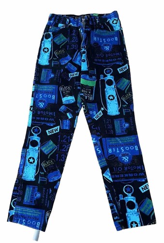 Vintage Guy O'Sport Blue Colorful Jeans Oil Gasoline Theme Size 11 | eBay