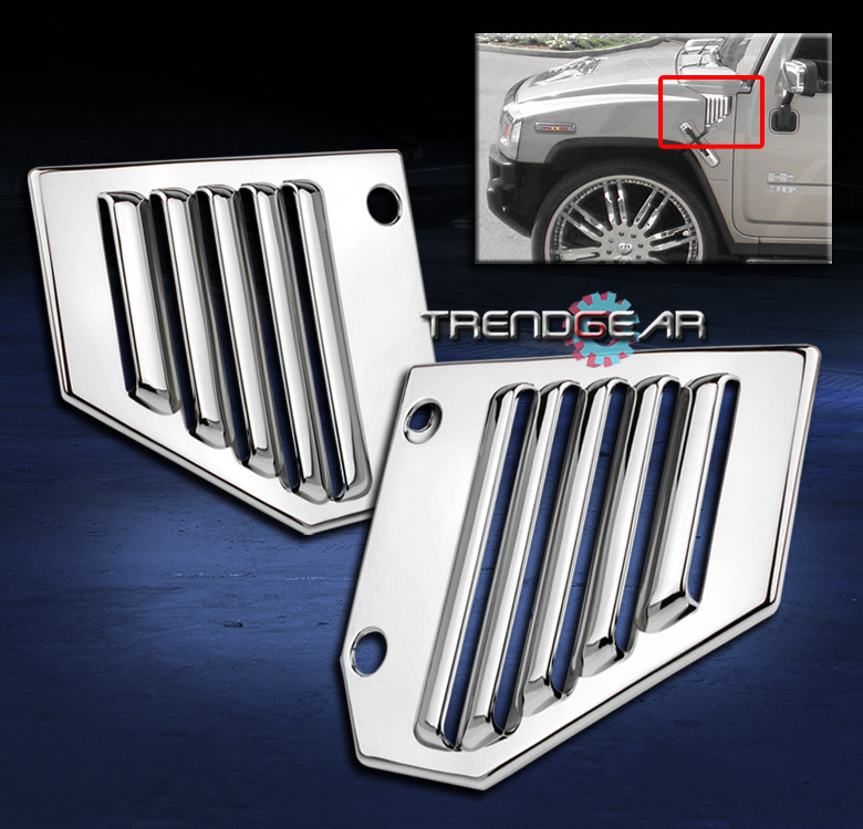 2003-2009 HUMMER H2 SIDE VENT COVERS CHROME FRONT HOOD INTAKE BEZEL SUT ...