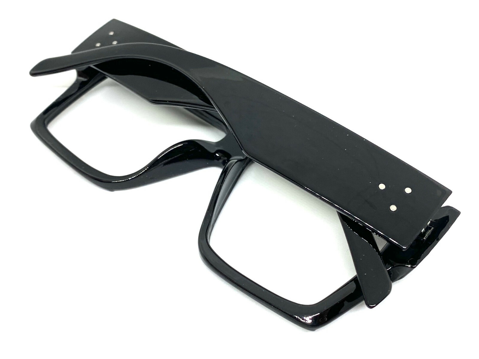 Oversized RETRO Style Lensless Eye Glasses Super Thick Black Frame Only ...