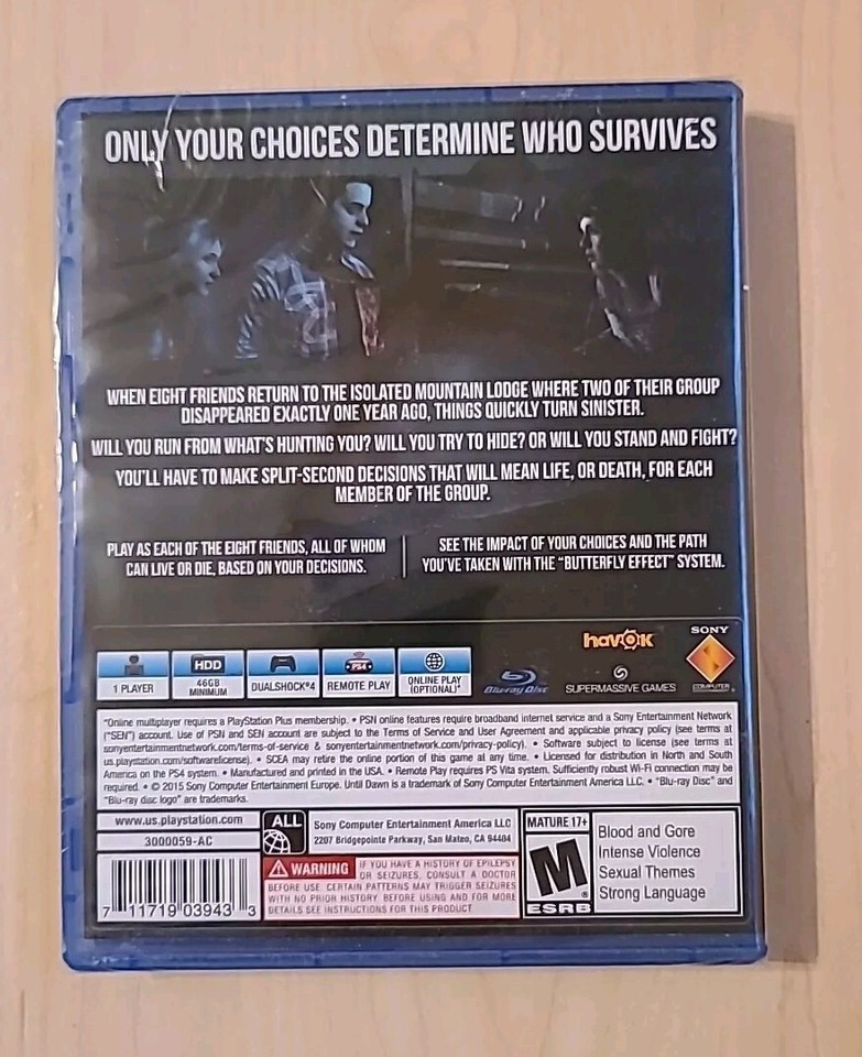 Until Dawn - PS4 PlayStation 4 - BRAND NEW AND SEALED - BLUE LABEL ...