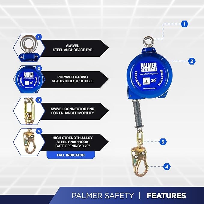 Palmer Safety Self Retracting Lifelines I SRL Device Swivel Top... | eBay