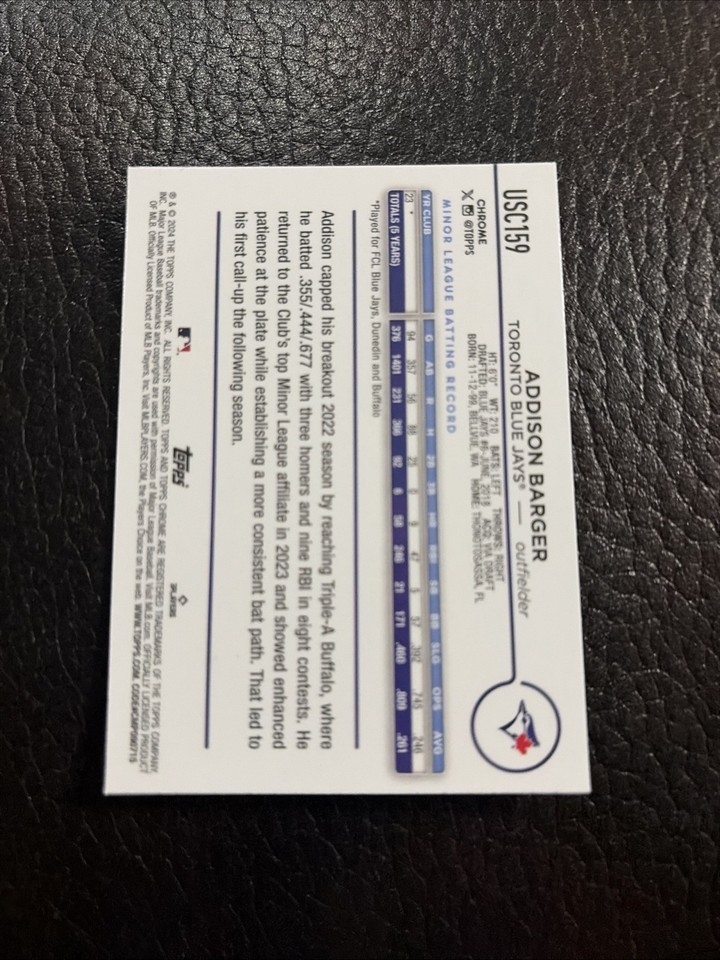 2024 Topps Chrome Update Series Addison Barger #USC159 Ray Wave ...