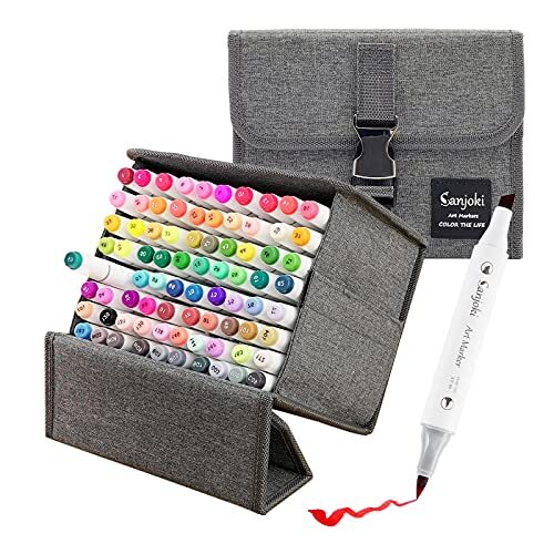 Sanjoki MarkerPen 80Colors Brush and Chisel nib Art Craft Set with ...
