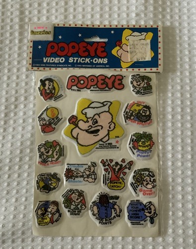 Vintage POPEYE Fuzzies Puffy Stick-Ons Stickers 1983 NINTENDO Video ...