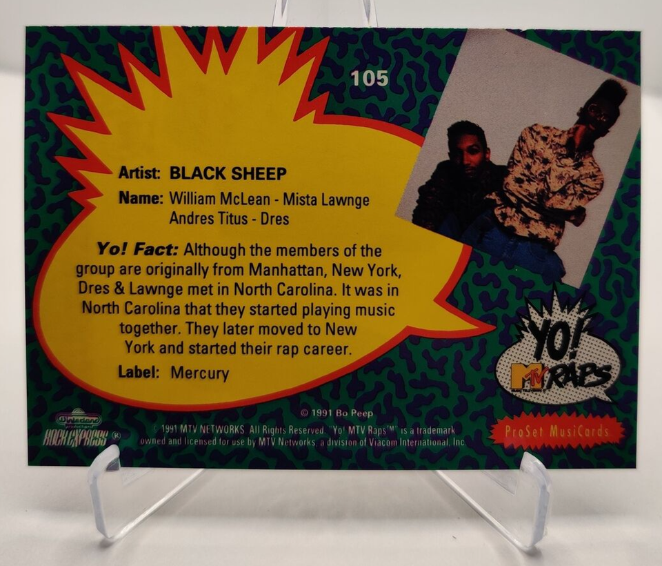 1991 Pro Set MusiCards Yo MTV Raps #105 Black Sheep music trading card ...