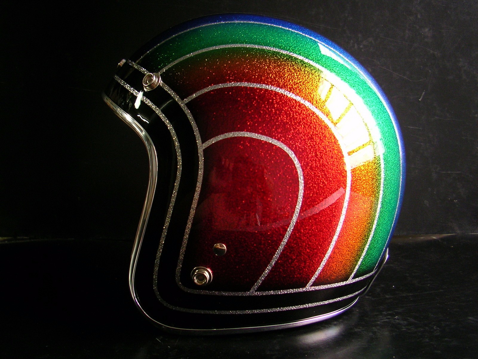Vintage Style Open Face Motorcycle Helmet with metal flake | Multicolor ...