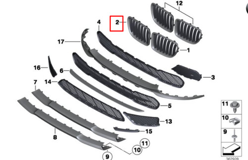 New Genuine BMW X1 E84 09 - 15 Front Right Kidney Grille 2993306 OEM | eBay