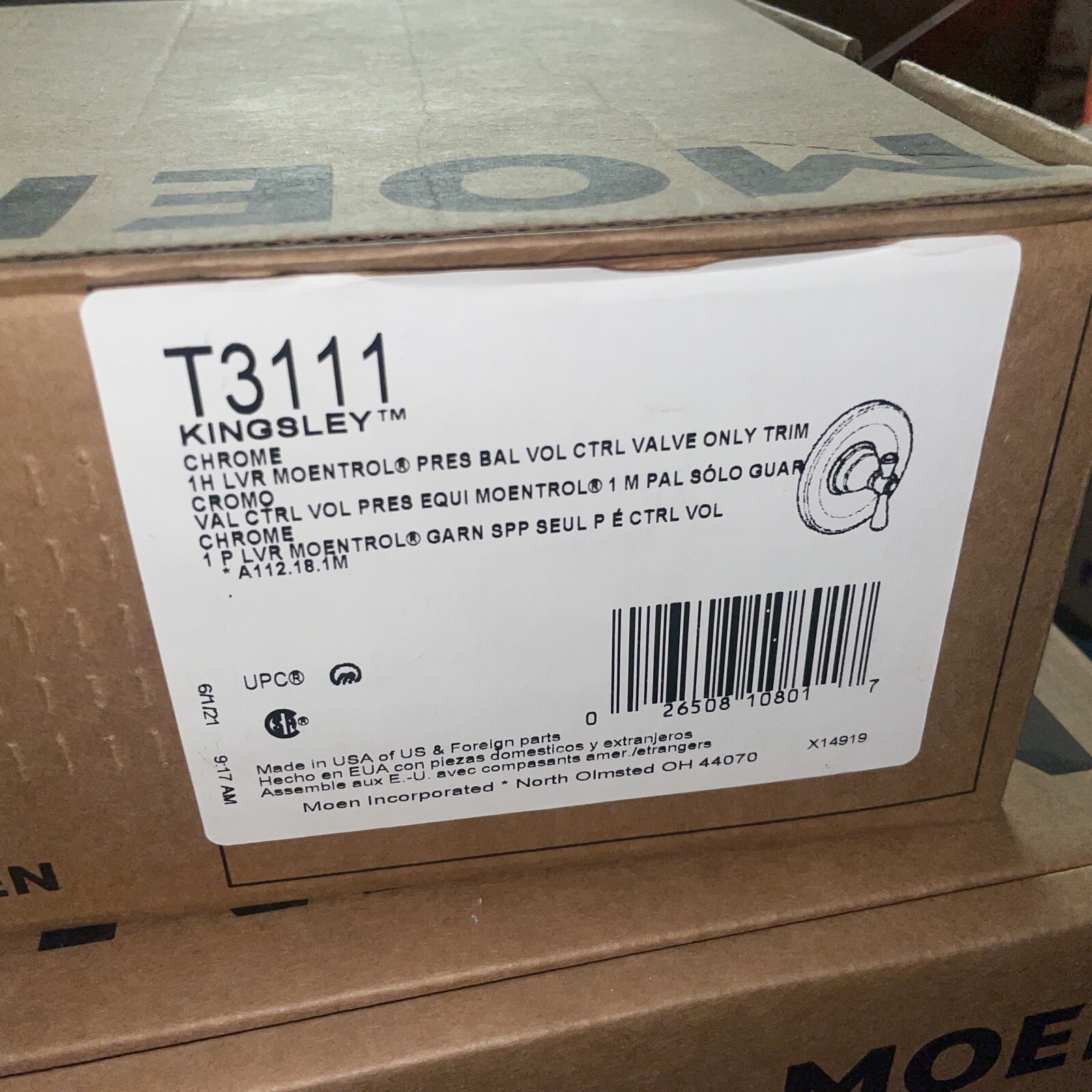 Moen+Kingsley+T3111+Moentrol+Valve+Trim+Chrome for sale online | eBay
