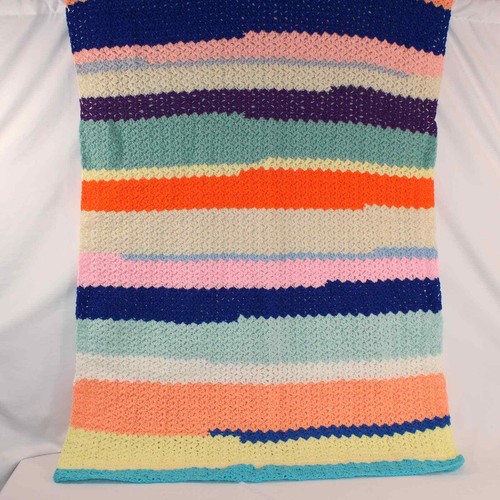 Project Linus Crochet Afghan Striped 110" x 76" Blanket | eBay