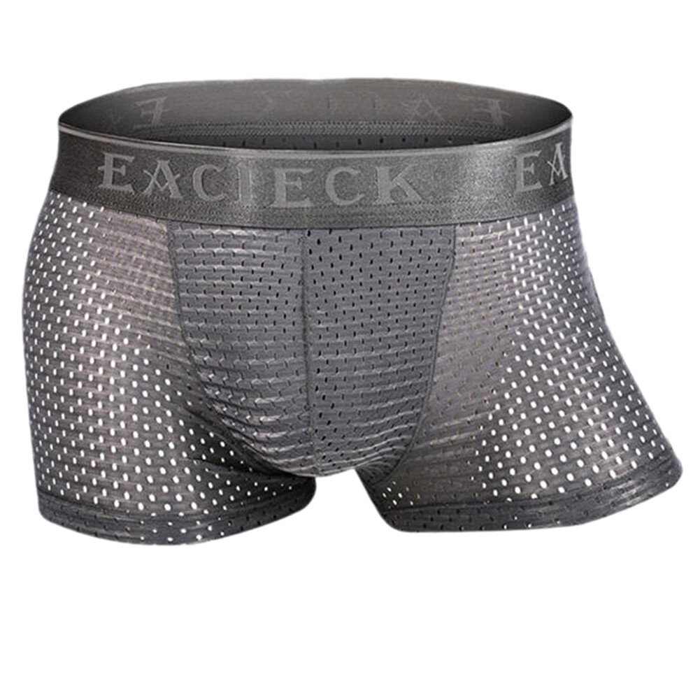 Ultra Thin Solid Color Breathable Mesh U Convex Boxers Briefs Men ...