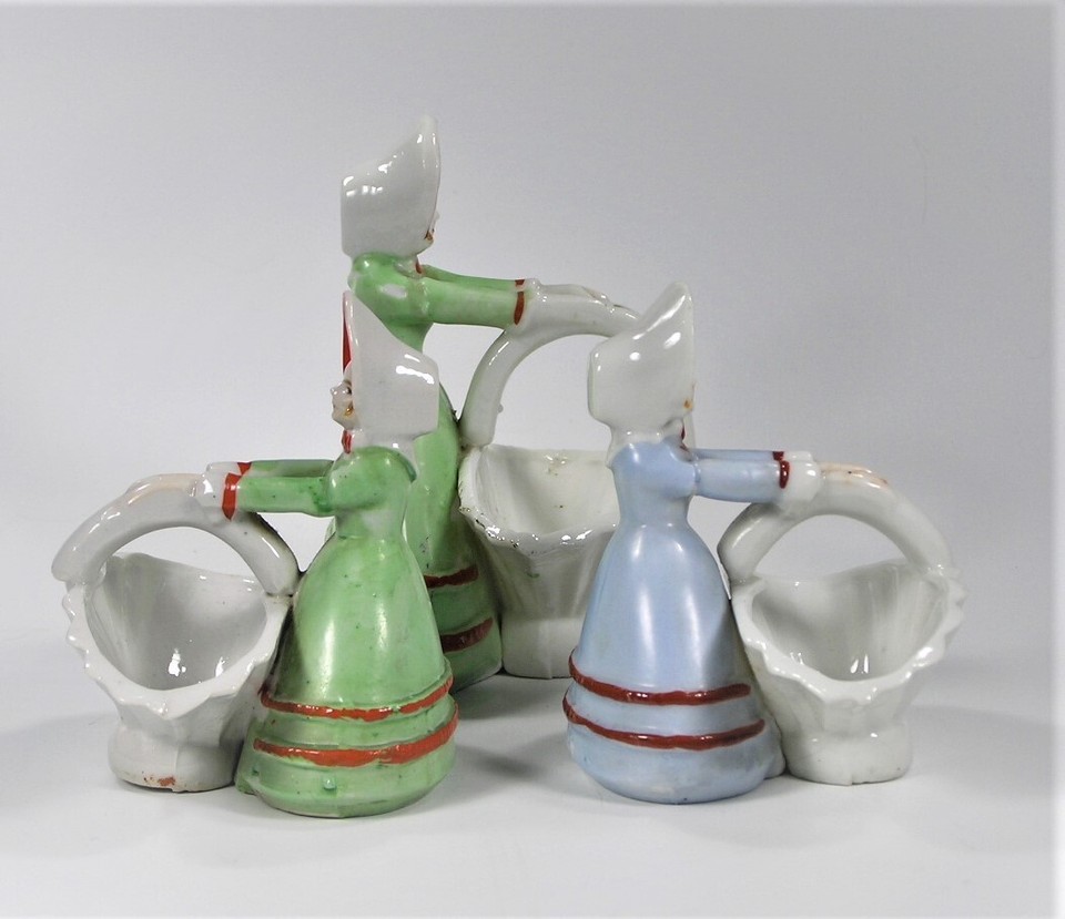 Vintage Set Of Three Porcelain Girls with Baskets Made In Japan #3160 ...