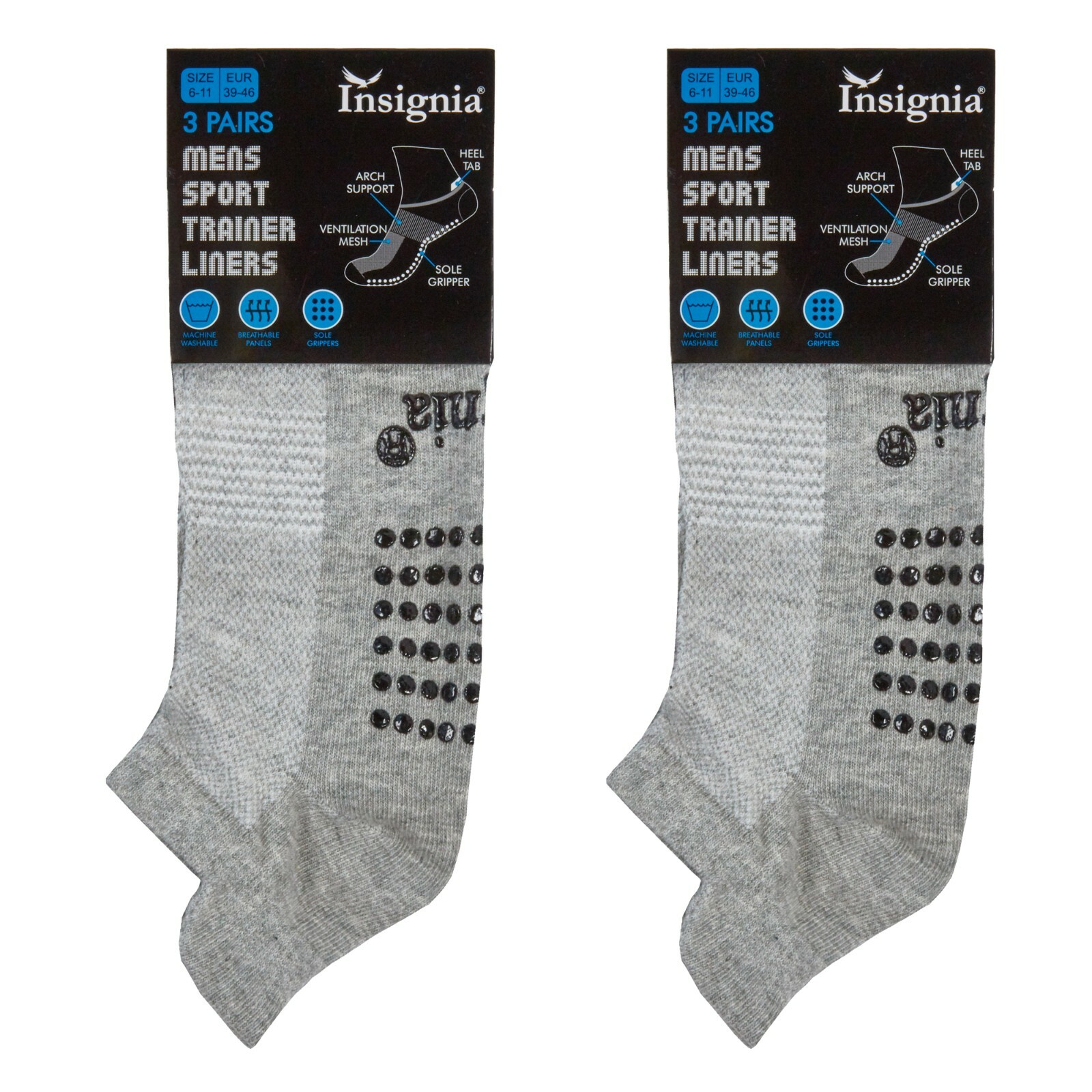 3 pairs Ladies OR MENS Sport Gym Yoga Non Slip Gripper Sole Trainer ...