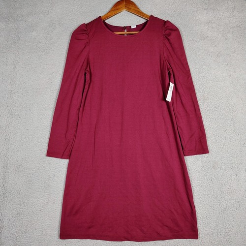 Old Navy Shift Dress Women's Small Crimson Cranberry Ponte-Knit Long ...