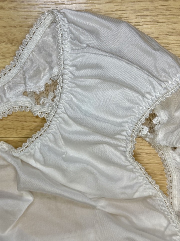Vintage WACOAL Slippery White Nylon Panty Sheer Lace Bikini Hi Cut ...