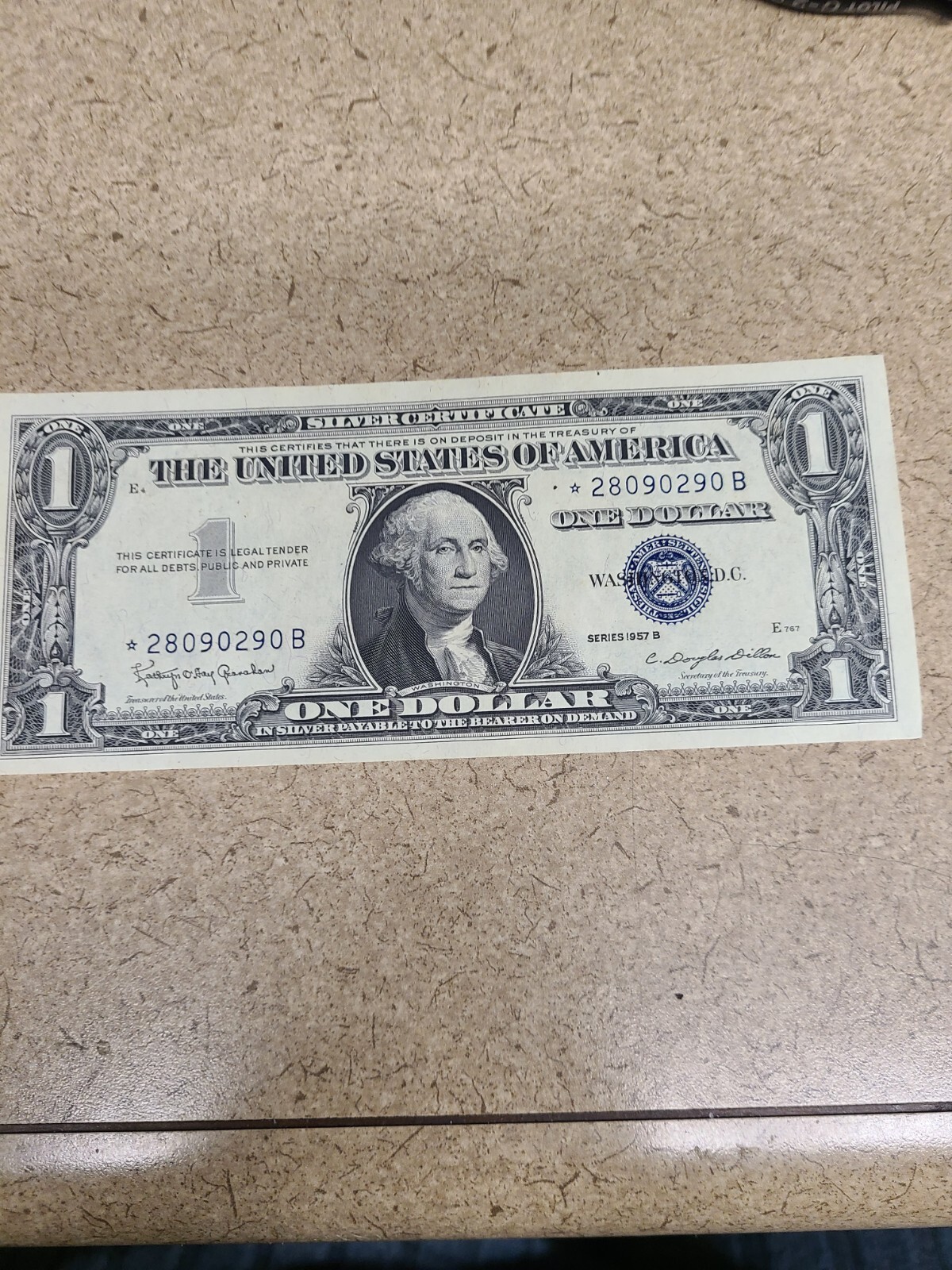 1957 STAR NOTE One Dollar Blue Seal Note Silver Certificate Old US Bill ...