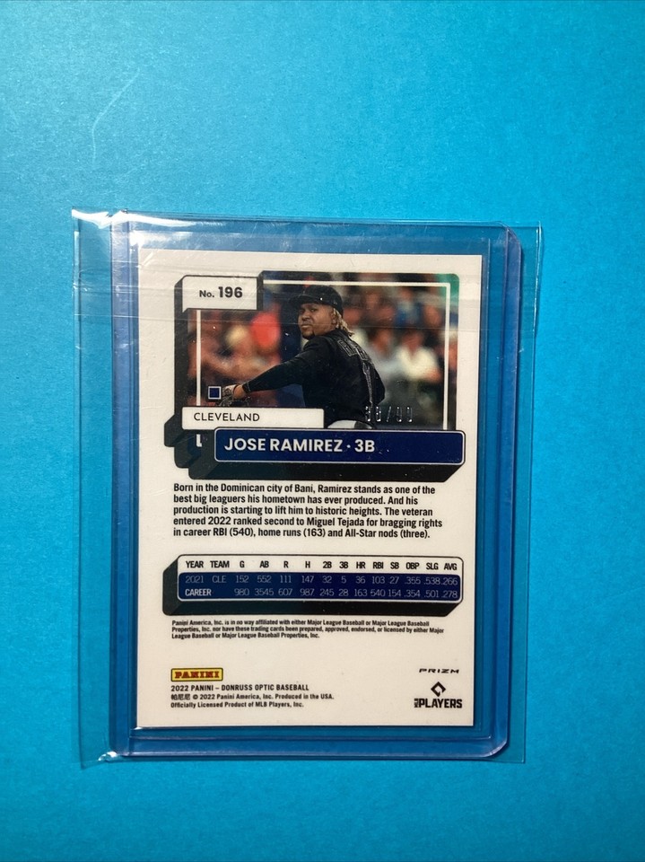 2022 Panini Donruss Optic Pandora Red FOTL /99 Jose Ramirez #196 | eBay