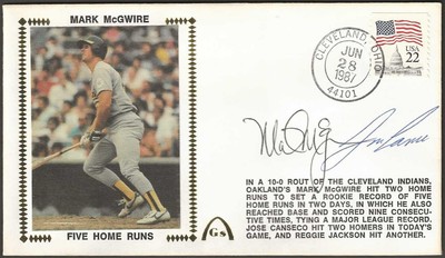 Mark McGwire & Jose Canseco Signed 5 Home Runs Gateway Stamp Cachet ...