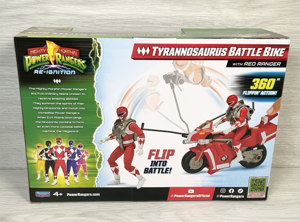 Power Rangers Mighty Morphin Re-Ignition T REX Battle Bike & Red Ranger ...