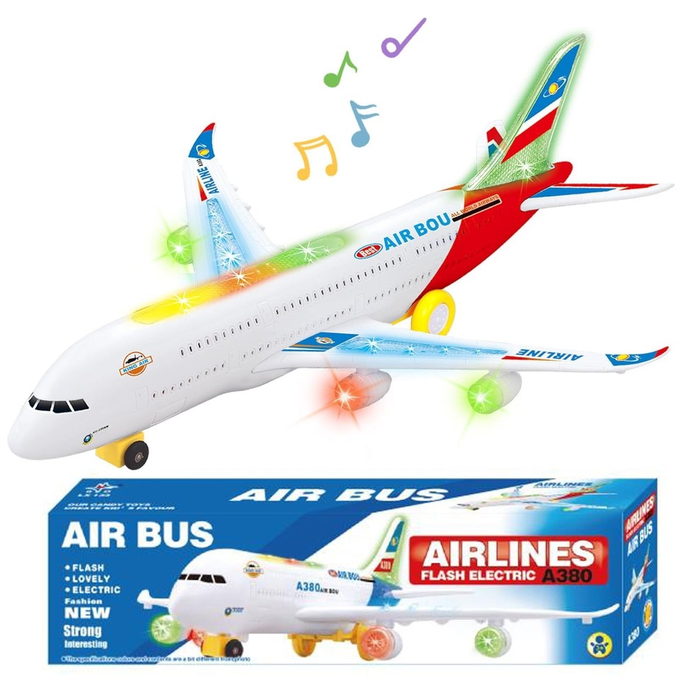 Electric Airbus A380 Toy Plane | 18" Lights & Sound Airplane for Kids ...