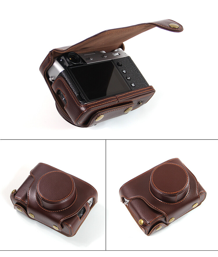 Leather Camera Bag Case Belt Strap Lens Cap Cover For Fuji X-100VI ...
