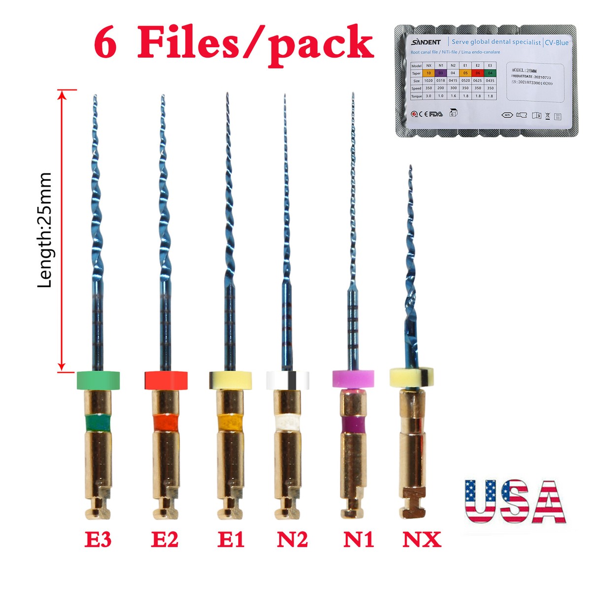 Endodontic Files, Broaches & Reamers 6 Pcs Dental Endodontic Rotary ...