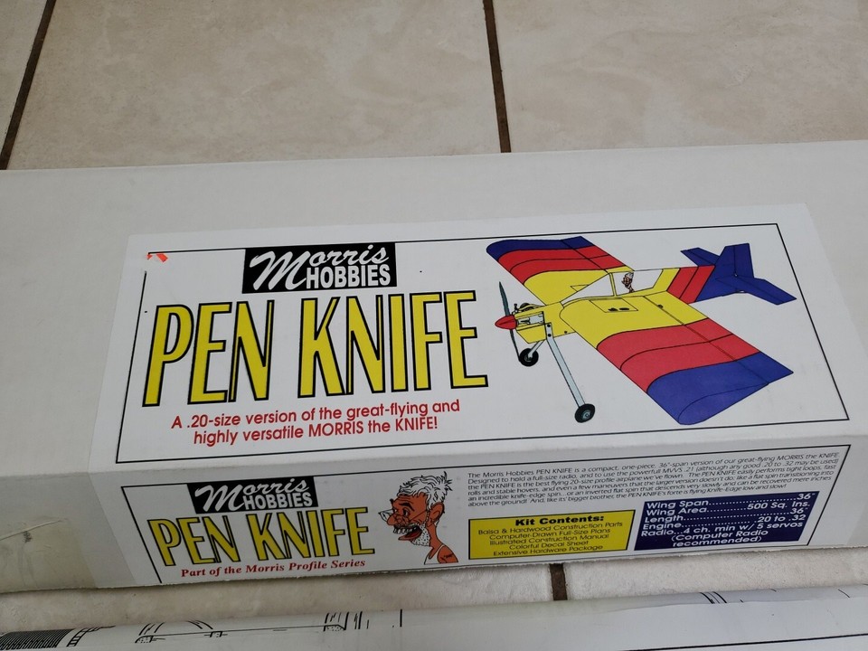 Vintage Morris Hobbies PEN KNIFE RC Model Airplane Kit Balsa 36" Wing ...