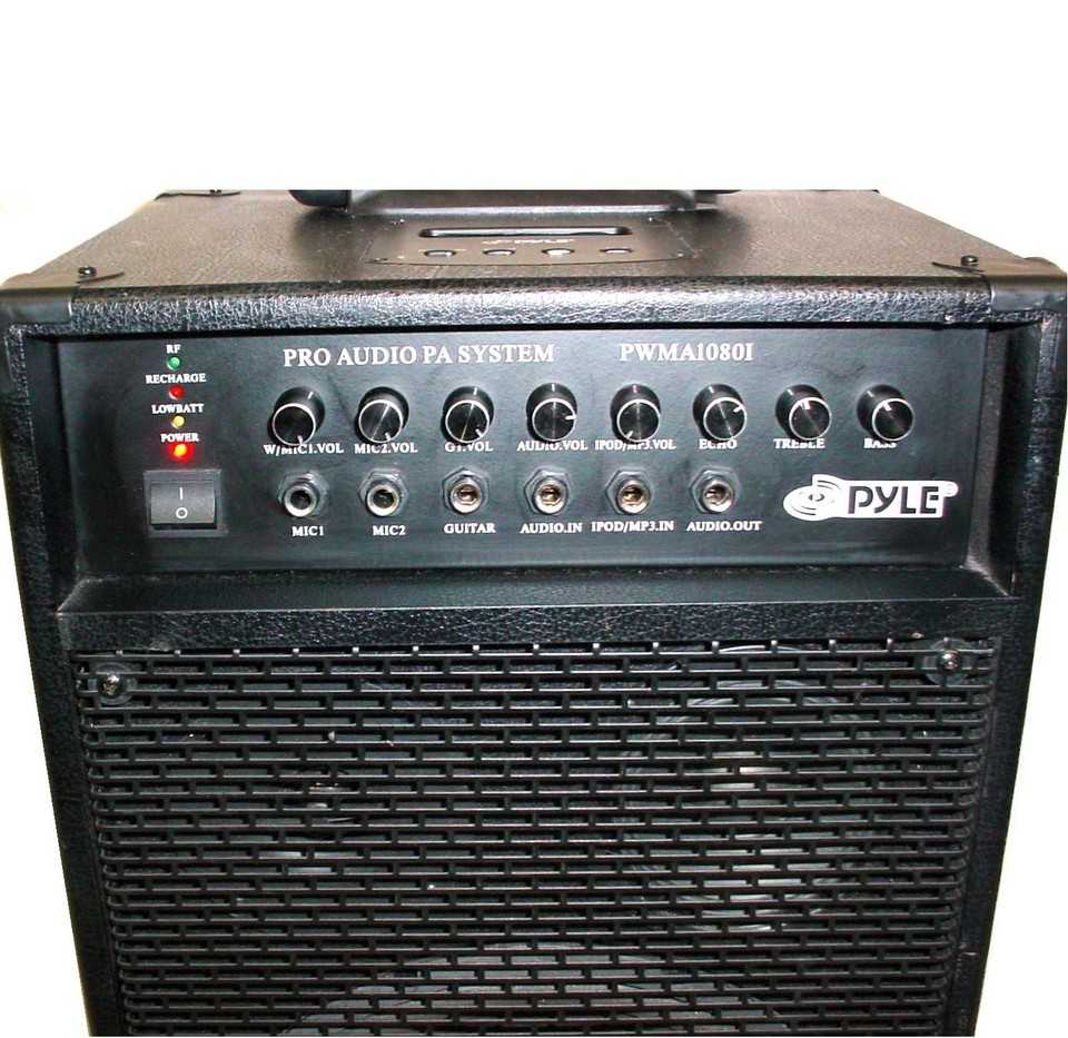 Pyle PWMA1080I 800W Pro Audio Portable PA System w/VHF Wireless & iPod ...