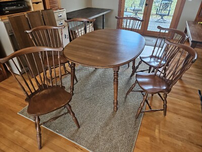 🔥🔥Tell City - Dining Room Table & 6 Fiddleback Windsor Chairs + 3 ...