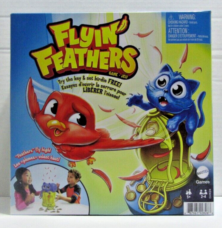 **NEW** Mattel Kids Flyin' Feathers Game w/ Toy Cat & Bird In Birdcage ...