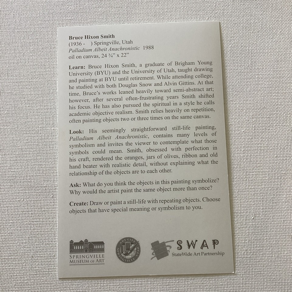 Bruce Hixon Smith Utah Artist Promo Art SWAP Card Palladium Albeit ...