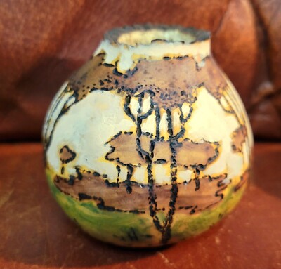 OAK OPENINGS Art Gourd Original RODWAN Pyro Ink Acyrlic DECO inspired ...