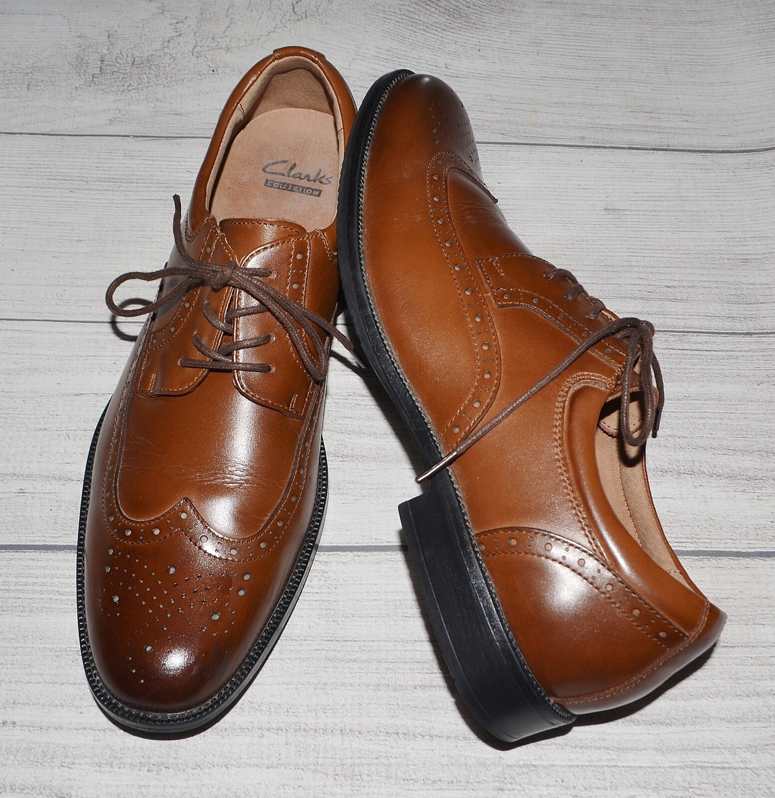 Clarks Collection Brown Leather Wingtip Oxford Waterp… - Gem