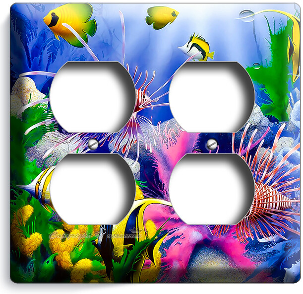 TROPICAL SEA CORAL LION FISH AQUARIUM LIGHT SWITCH OUTLET WALL PLATES ...