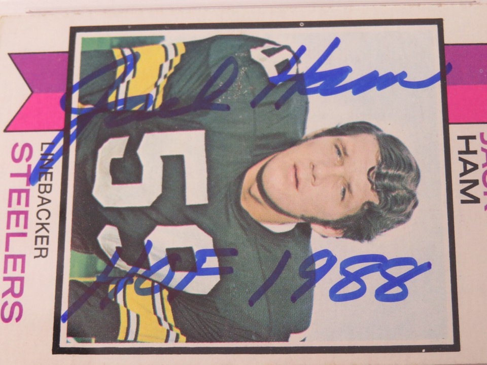 Jack Ham STEELERS HOF Signed Autograph 1973 Topps Rookie Card 115 PSA ...