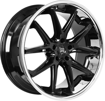 22" Inch STAGGERED Black SS Lip Lexani Circuit 22x9 22x10.5 5x112 ...