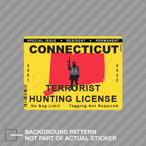 Connecticut Terrorist Hunting Permit Sticker Decal Vinyl License CT | eBay