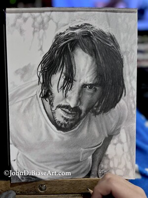 Keanu Reeves Original Graphite Portrait Drawing 9” x 12” Artwork John ...