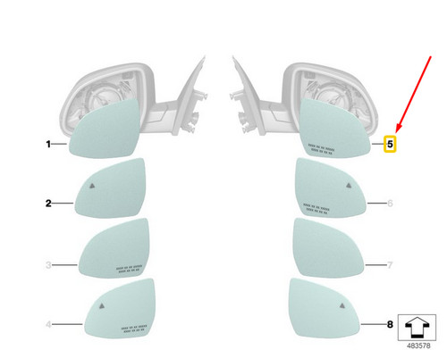 OEM BMW X3 G01 FRONT RIGHT DOOR MIRROR GLASS WIDE-ANGLE RHD 51167291248 ...