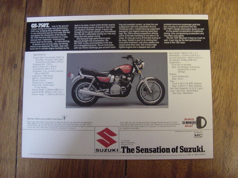 Vintage Original Suzuki 1983 GS750T brochure | eBay
