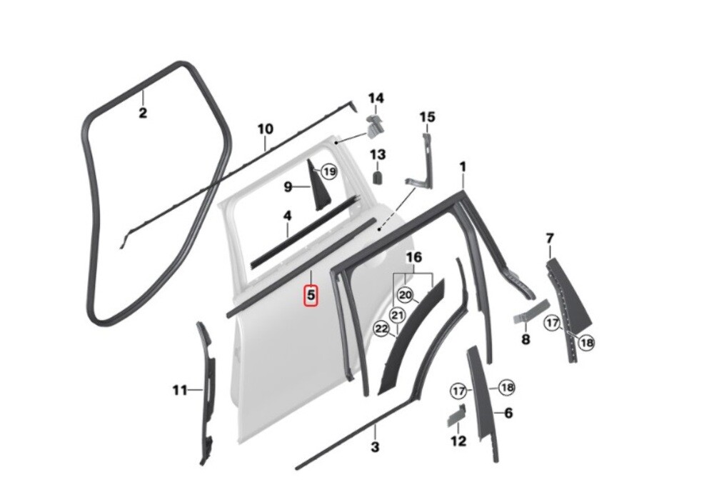 Mini Cooper Right Rear Door Belt Line Trim New OEM 51357473262 F54 | eBay