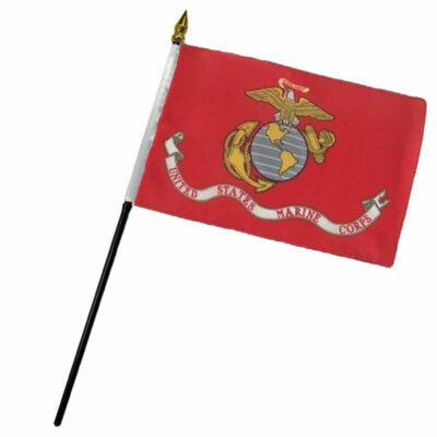 "4x6" United States Marine Corps Flag Marine Stick Flag OFFICIALLY ...