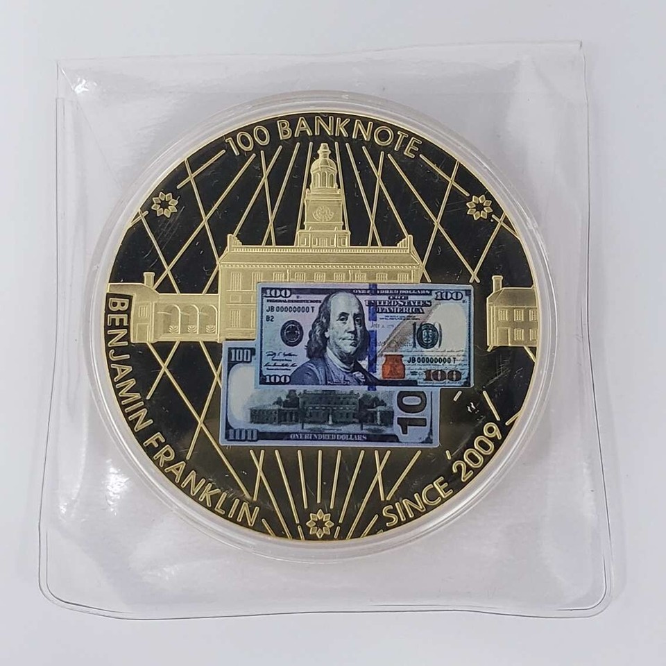2010 Benjamin Franklin $100 Banknote USA Commemorative Proof 2" Coin ...