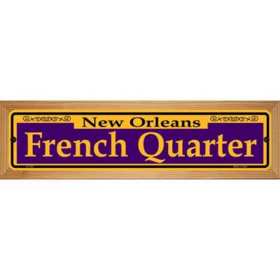 French Quarter Purple Novelty Wood Mounted Small Metal Street Sign WB-K ...