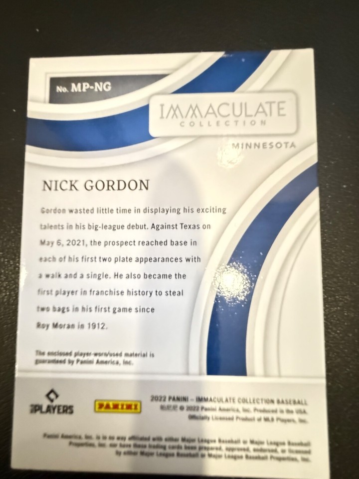 2022 Panini Immaculate Collection NICK GORDON MATERIALS PATCH 19/25 ...