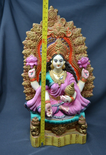 Hindu Goddess Devotional Lakshmi Statue Vintage India Plaster Hand ...